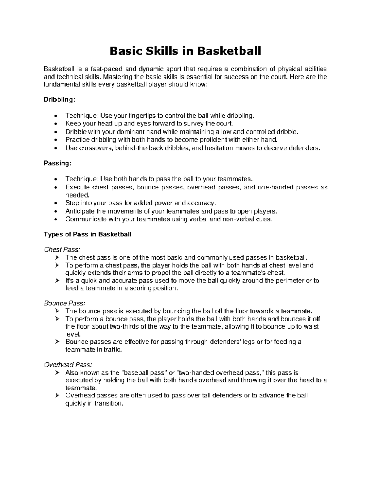 Basic Skills in Basketball: Dribbling, Passing, and Shooting Techniques ...