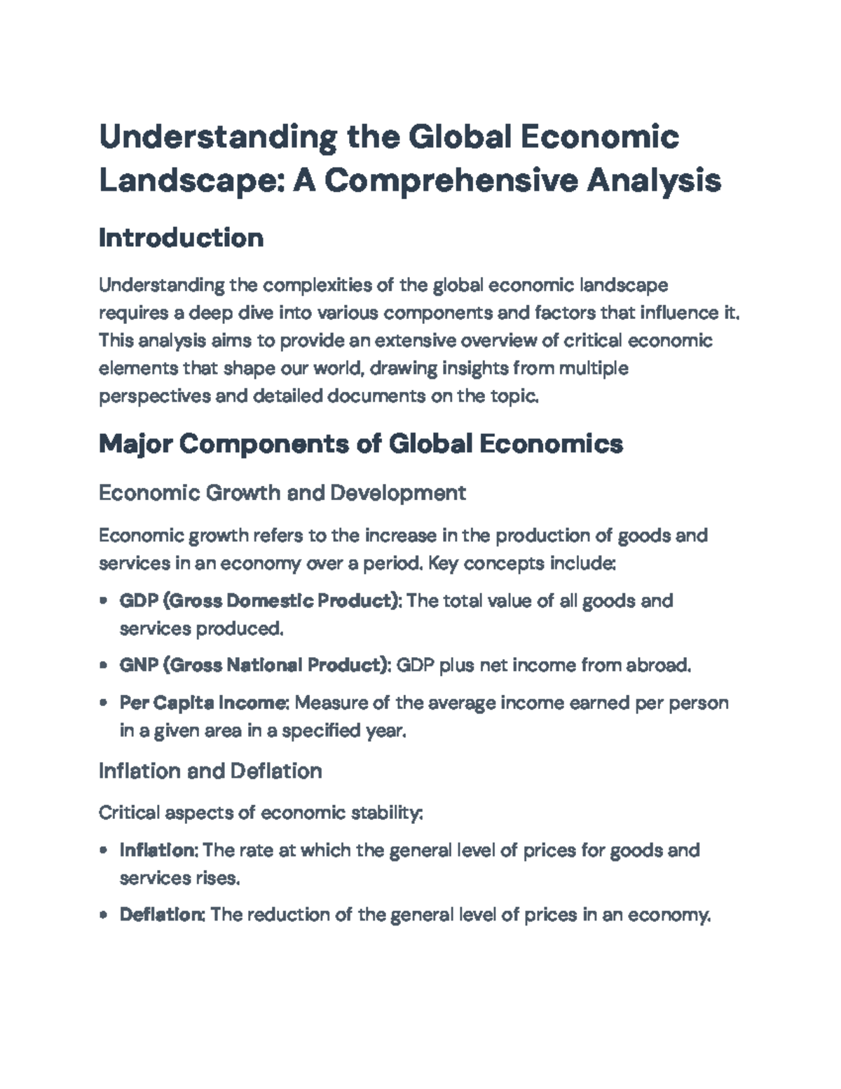Global Economic Landscape Analysis - Key Components and Challenges ...