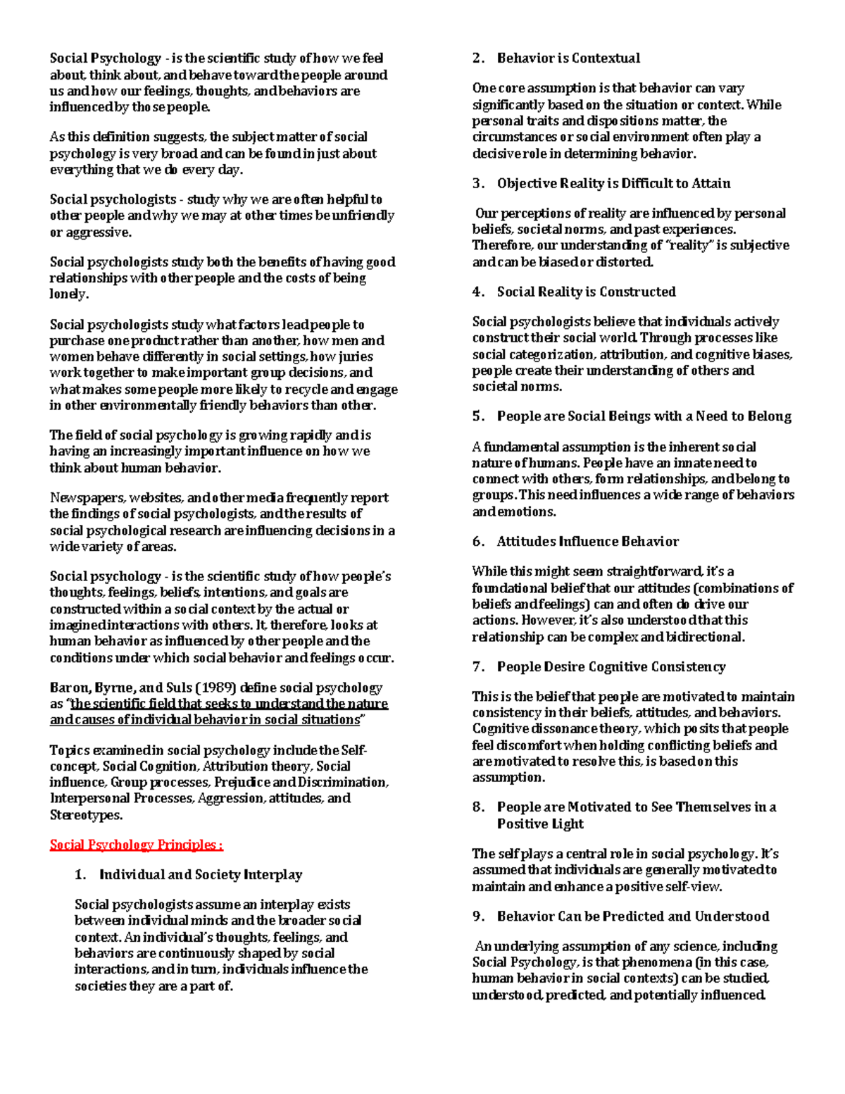 Social Psychology Review: Key Concepts and Principles (Session 12 ...