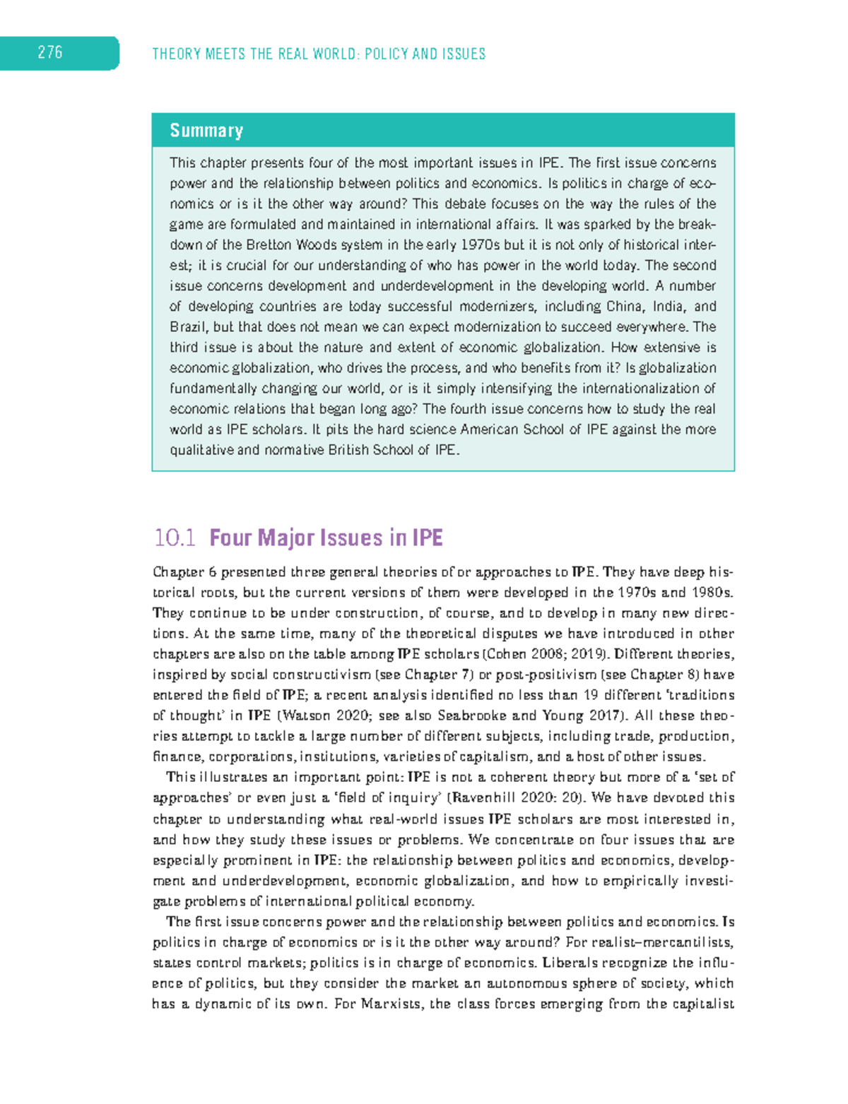 276 IPE MAJOR ISSUES: POWER, DEVELOPMENT, AND GLOBALIZATION SUMMARY ...