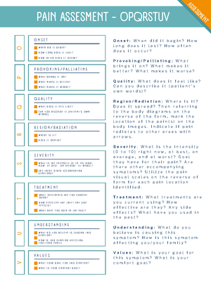 NURS 252 Initial Pain Assessment: Understanding OPQRSTUV Framework ...