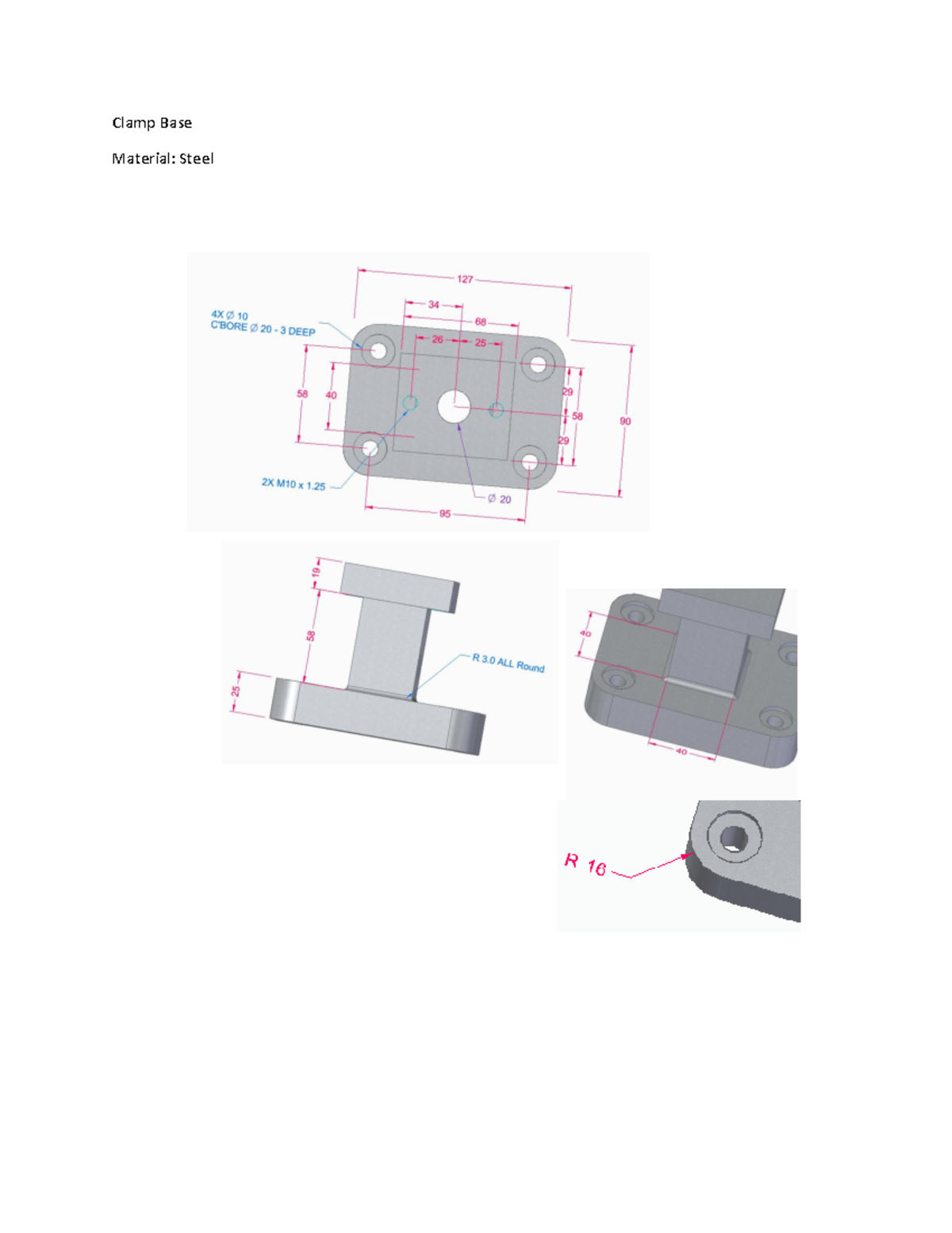Clamp Base - Lab - ENGG 100 - Clamp Base Material: Steel 127 34 68 4X ...