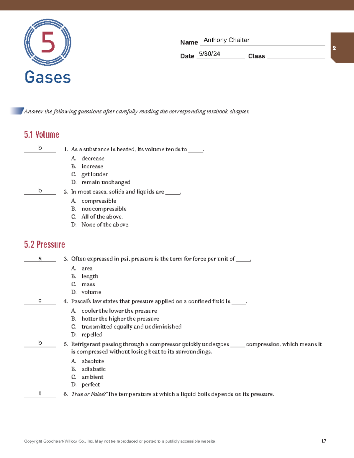 Ch05 - Gases Quiz Questions and Answers for Class Study - Studocu