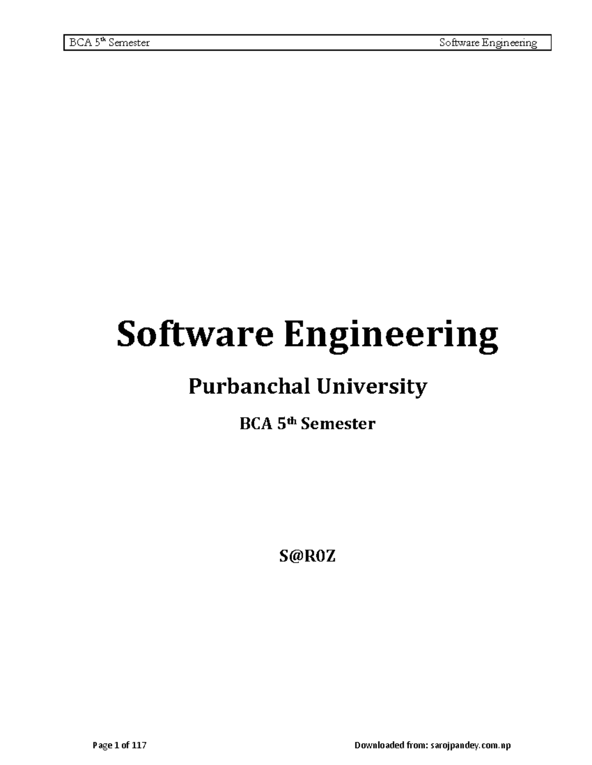 SE-BCA-S@R0Z - Comprehensive Software Engineering Lecture Notes - Studocu