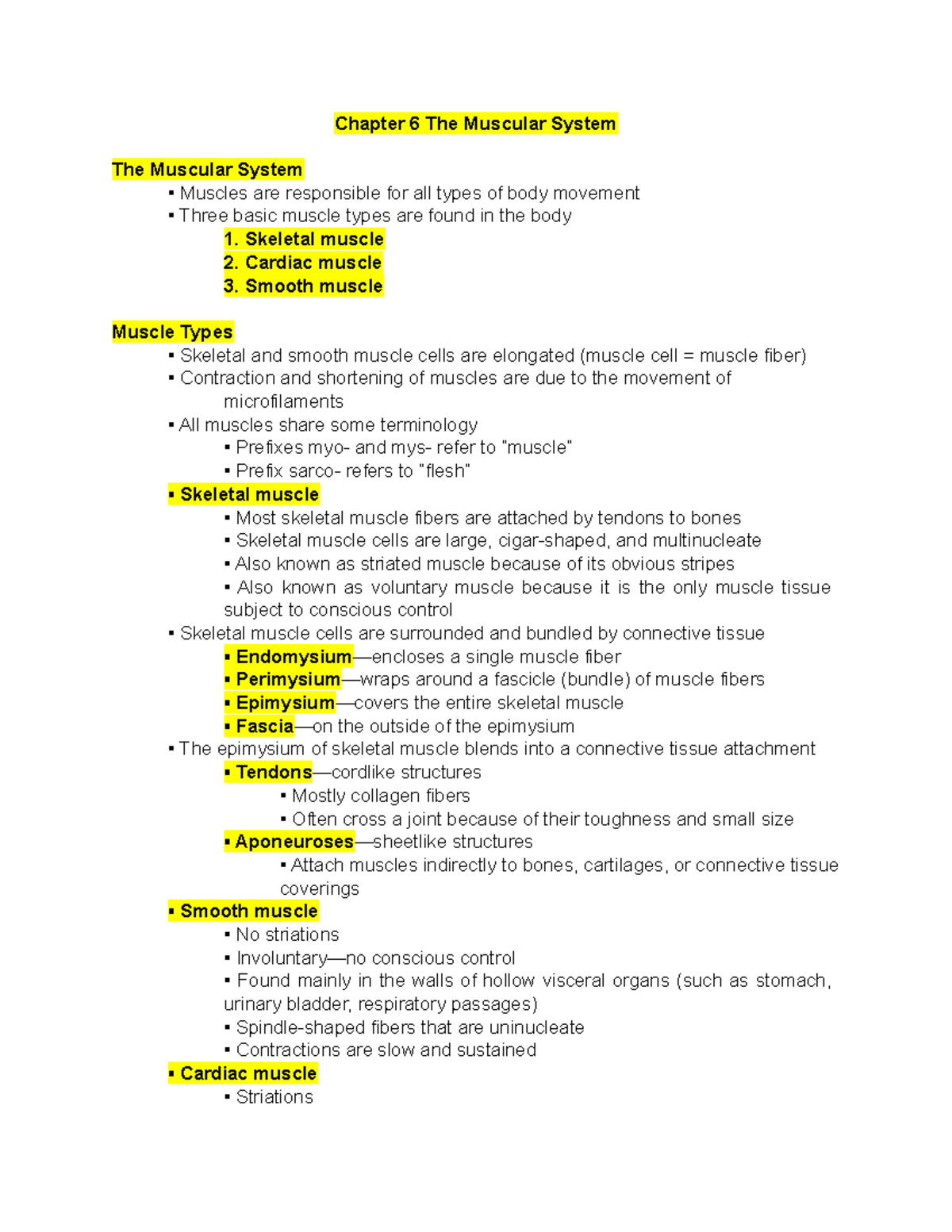 Chapter 6 The Muscular System - Chapter 6 The Muscular System The ...