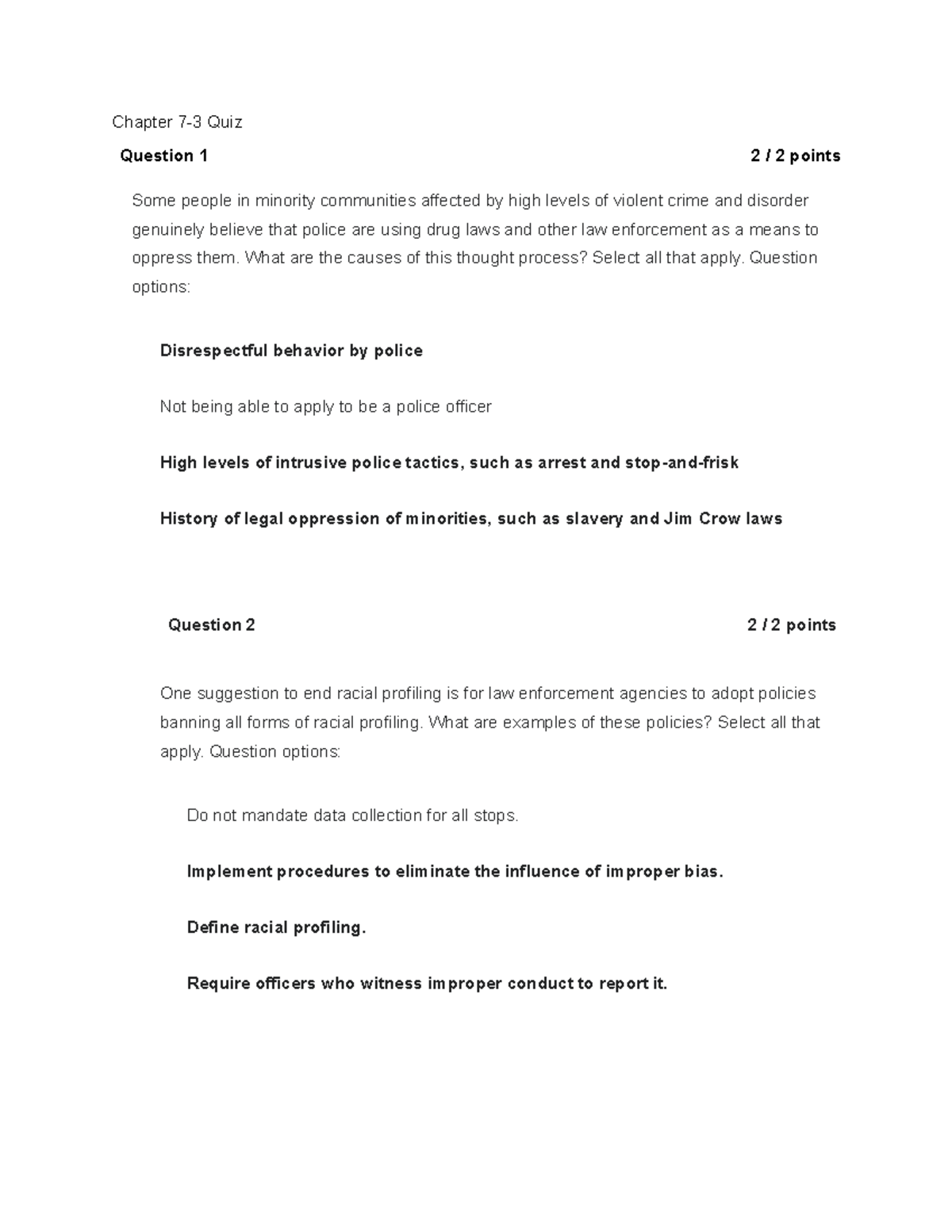 Chapter 7-3 Quiz: Understanding Policing and Community Relations - Studocu