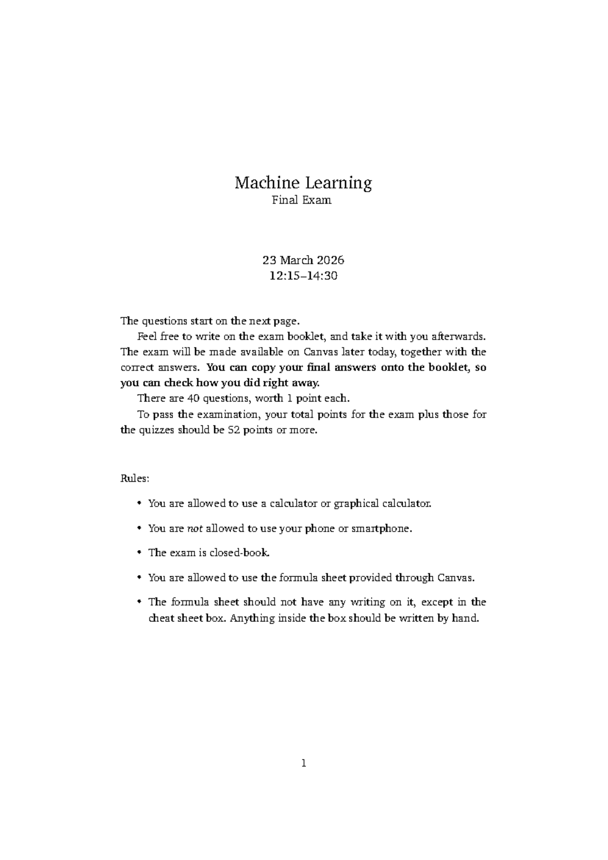 Machine Learning (ML) Final Exam - Practice Questions 2026 - Studeersnel