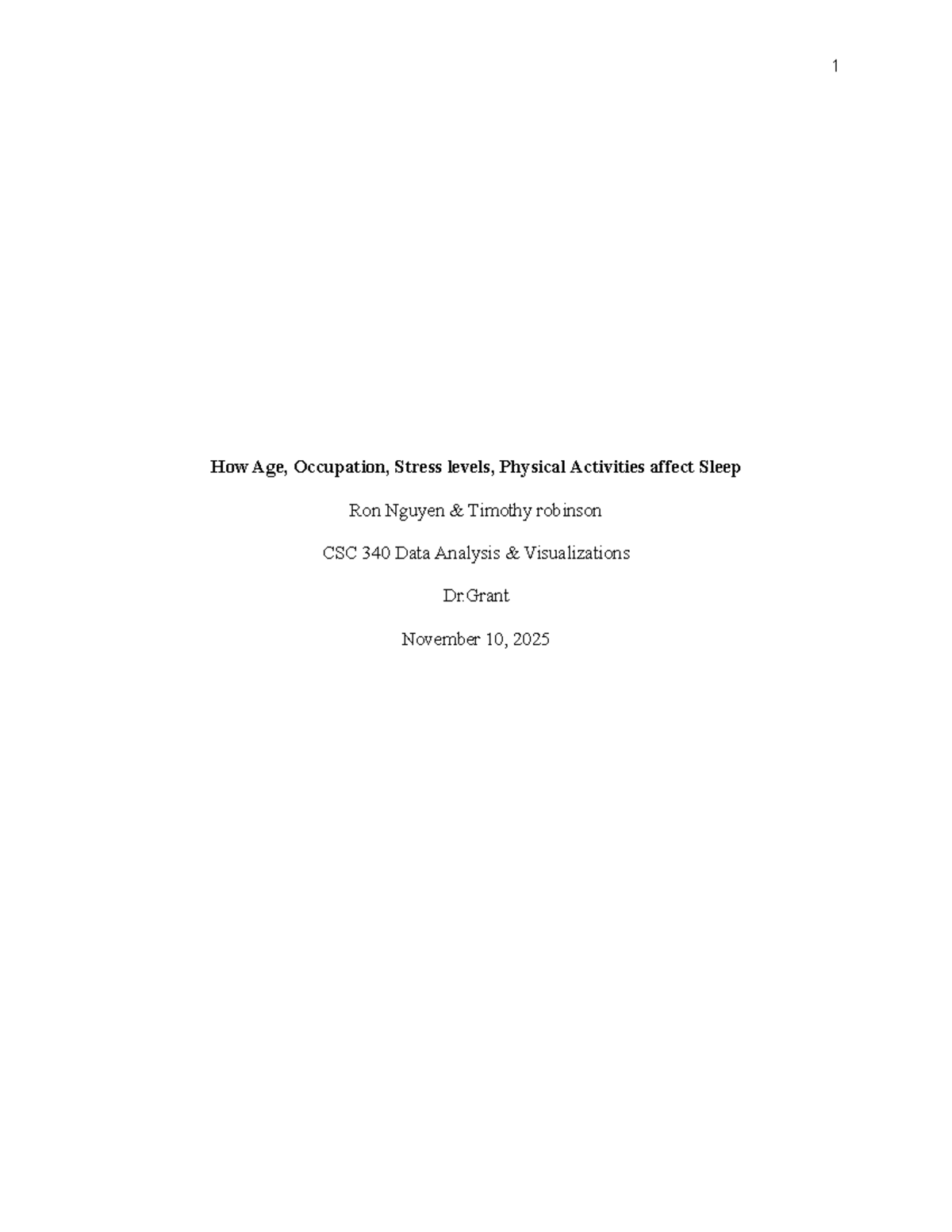 CSC 340 Final Draft: Analyzing Sleep Influences Through Data ...