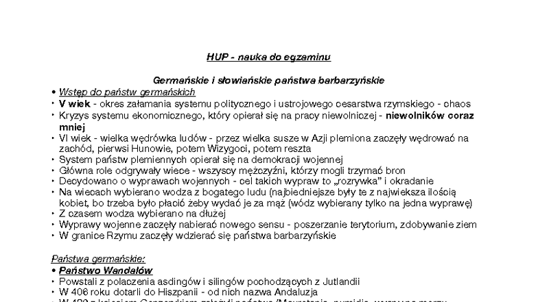 HUP nauka do egzaminu: Germańskie i Słowiańskie Państwa w V-VI wieku ...