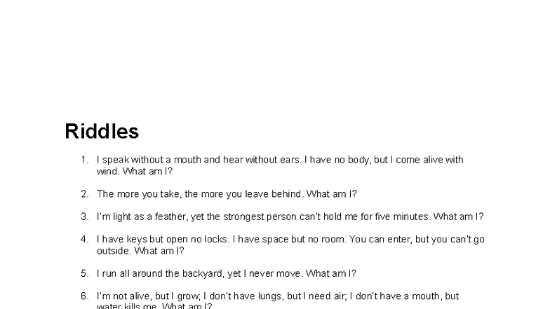 Riddles and the Role of a Flight Attendant: Insights and Answers - Studocu