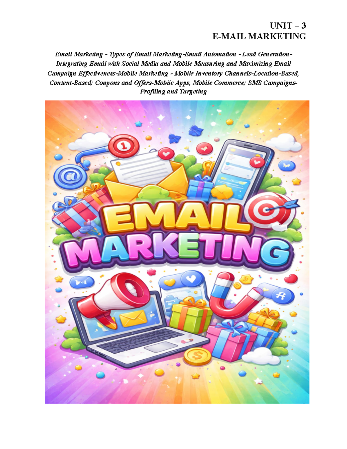DM 3 - Email Marketing Strategies and Mobile Integration Notes - Studocu