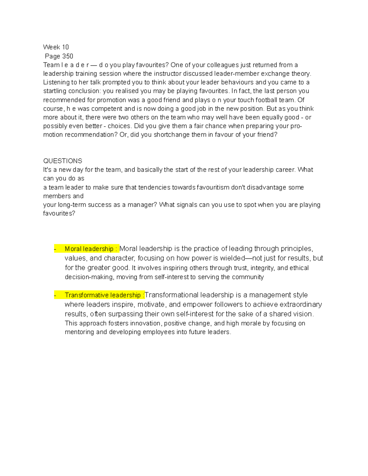 Leadership Insights: Week 10 - Examining Favouritism in Management ...