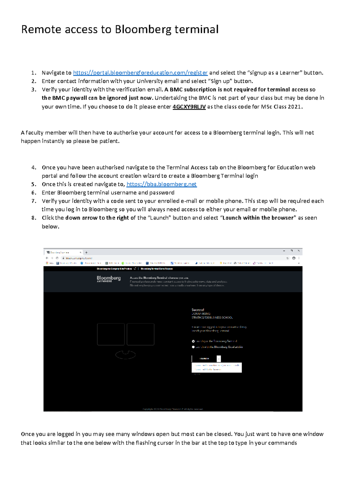 Student bloomberg login - Remote access to Bloomberg terminal Navigate ...
