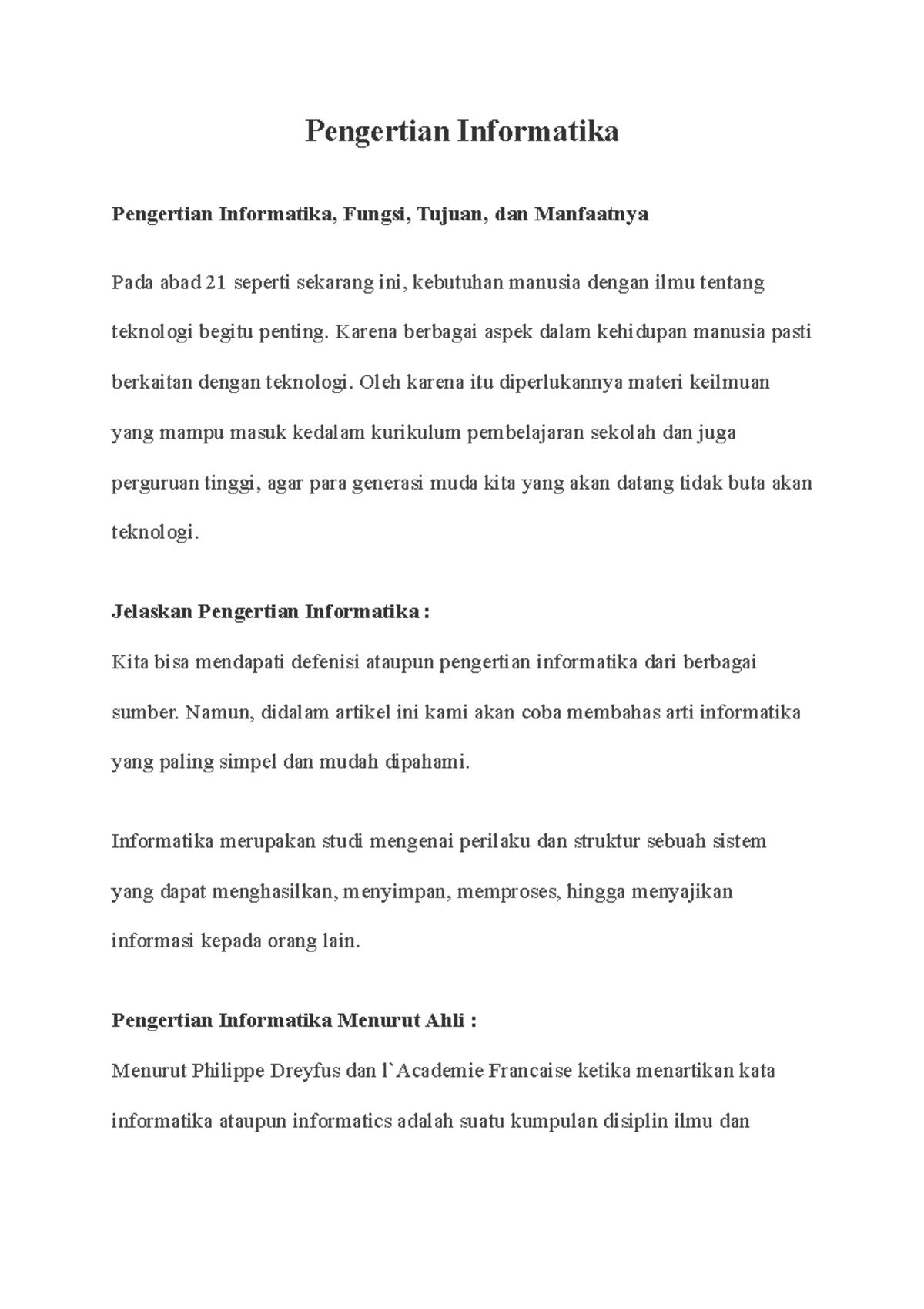 Pengertian Informatika - Pengertian Informatika Pengertian Informatika ...