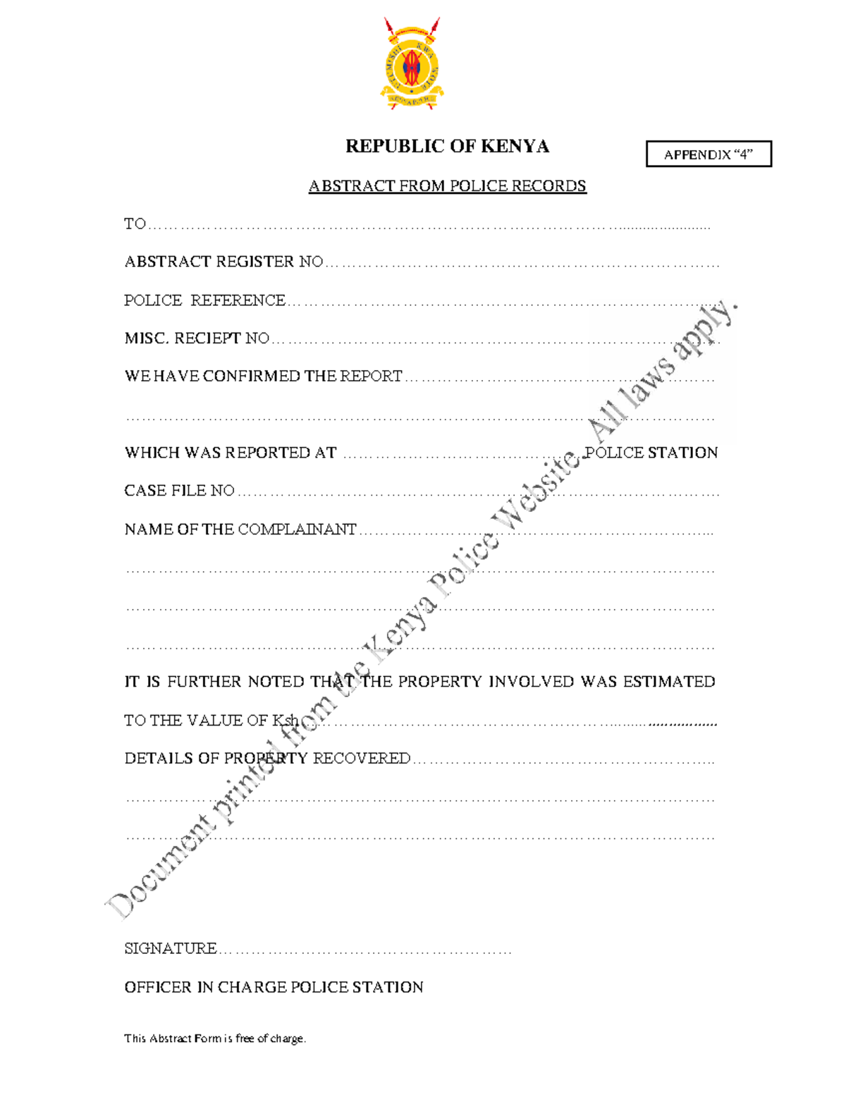 Police Abstract Form: Seller-Purchaser Agreement Details - Studocu