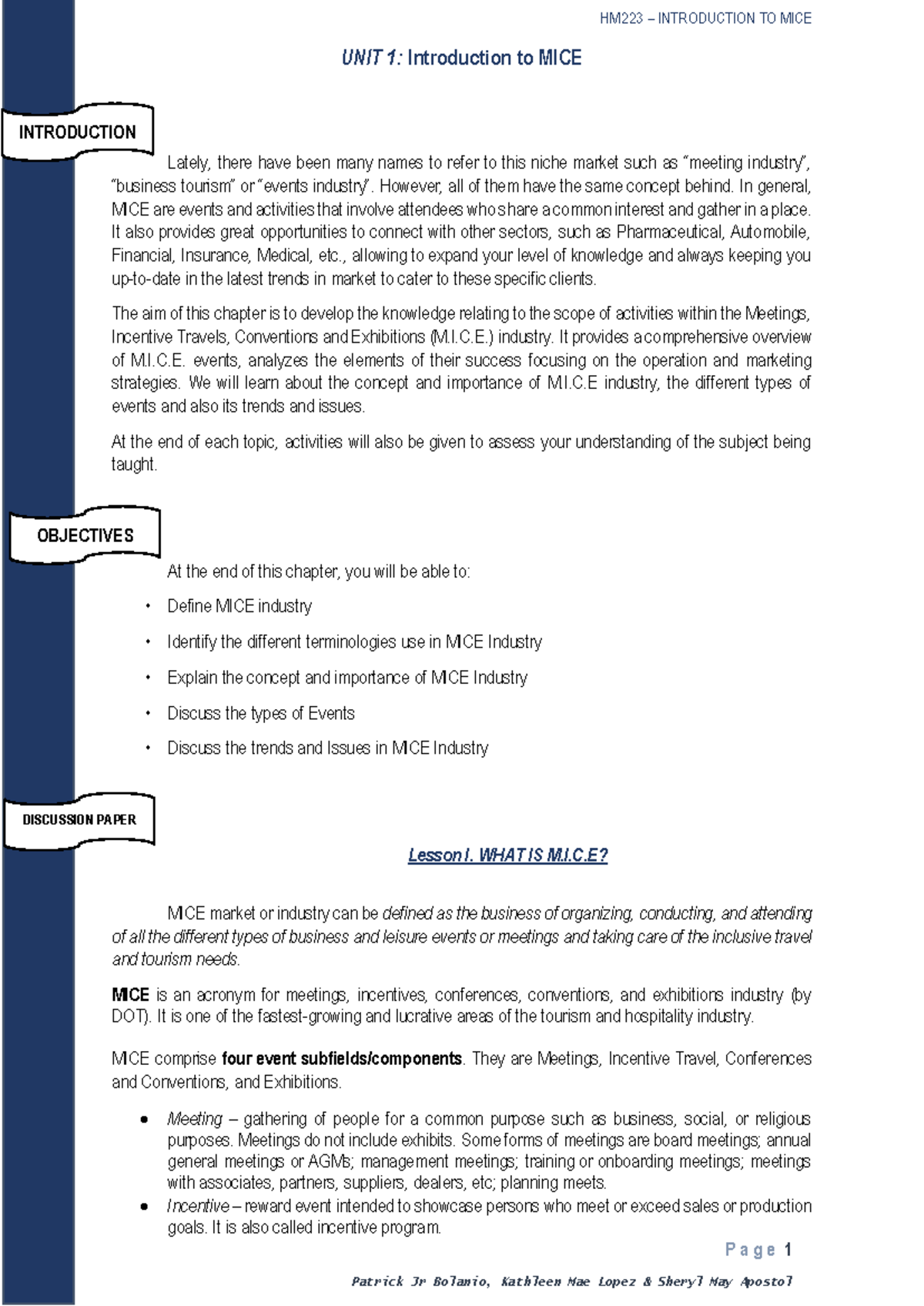 Module 1 - MICE - Lecture Notes: Overview and Key Concepts - Studocu