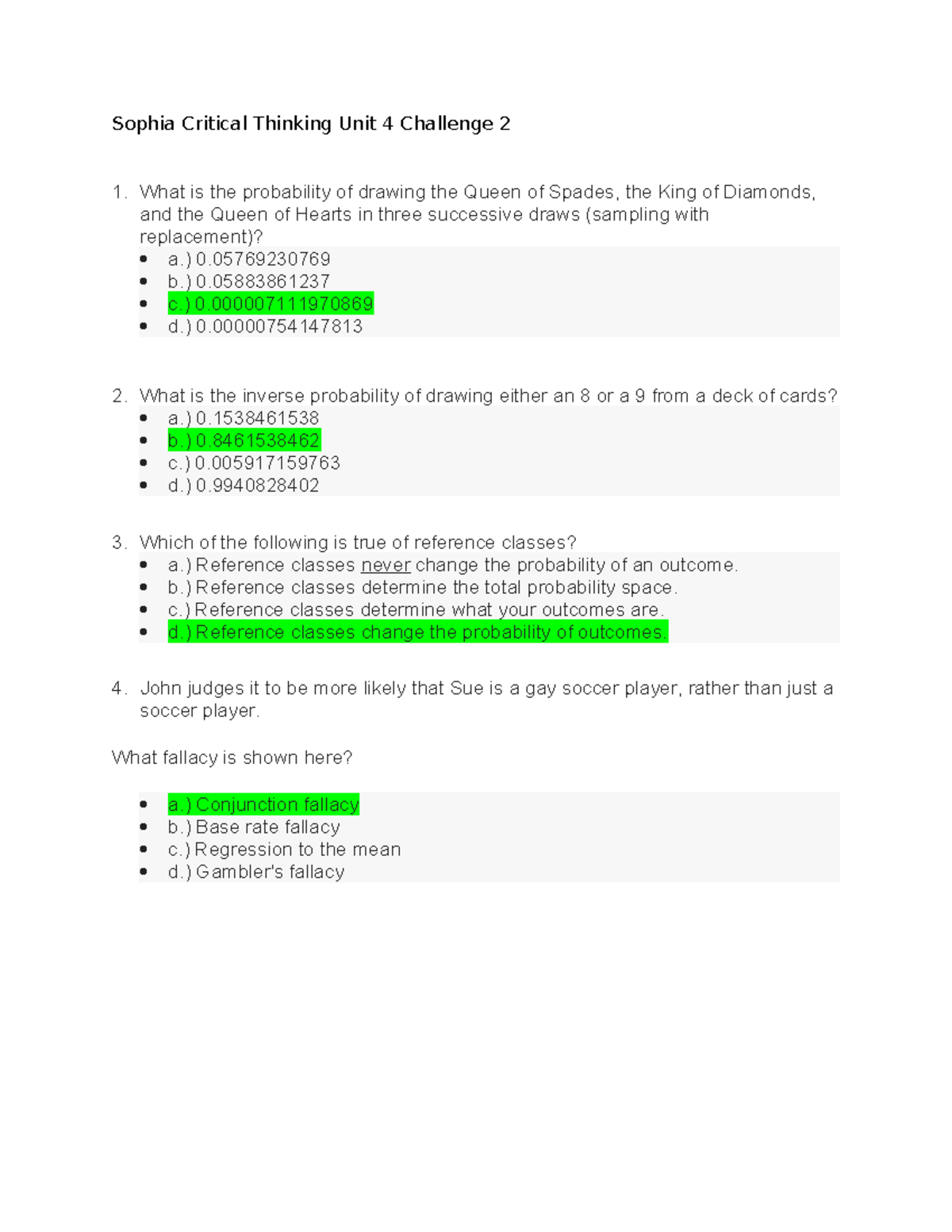 Sophia Critical Thinking Unit 4 Challenge 2 Exam Review Guide - Studocu
