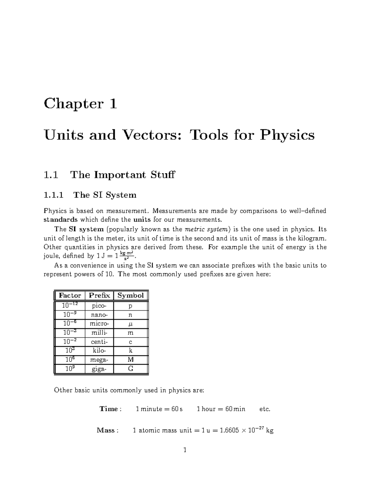 Chapter 1: Units and Vectors - Physics 1.1 Lecture Notes - Studocu