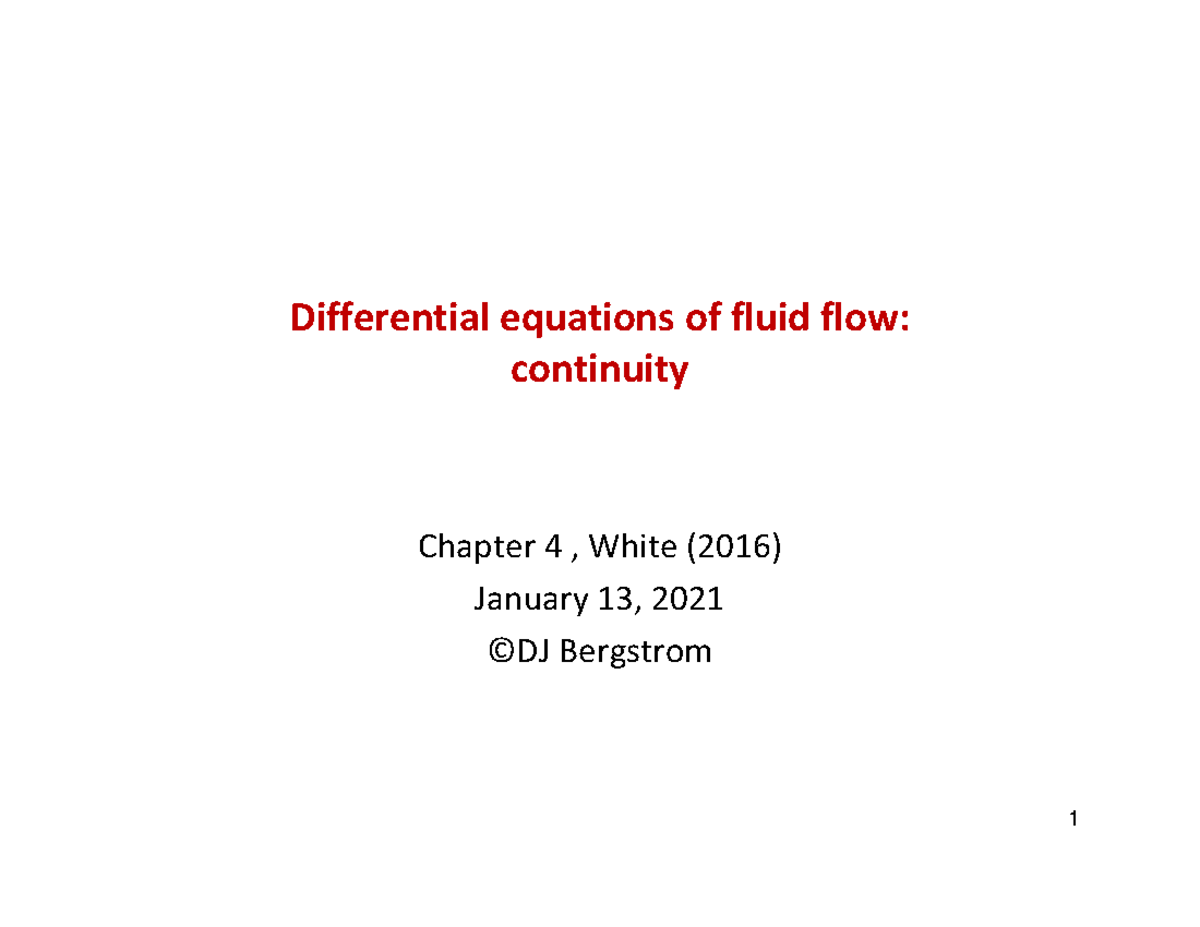 Derive continuity 2021 v2 can - Differential equations of fluid flow ...