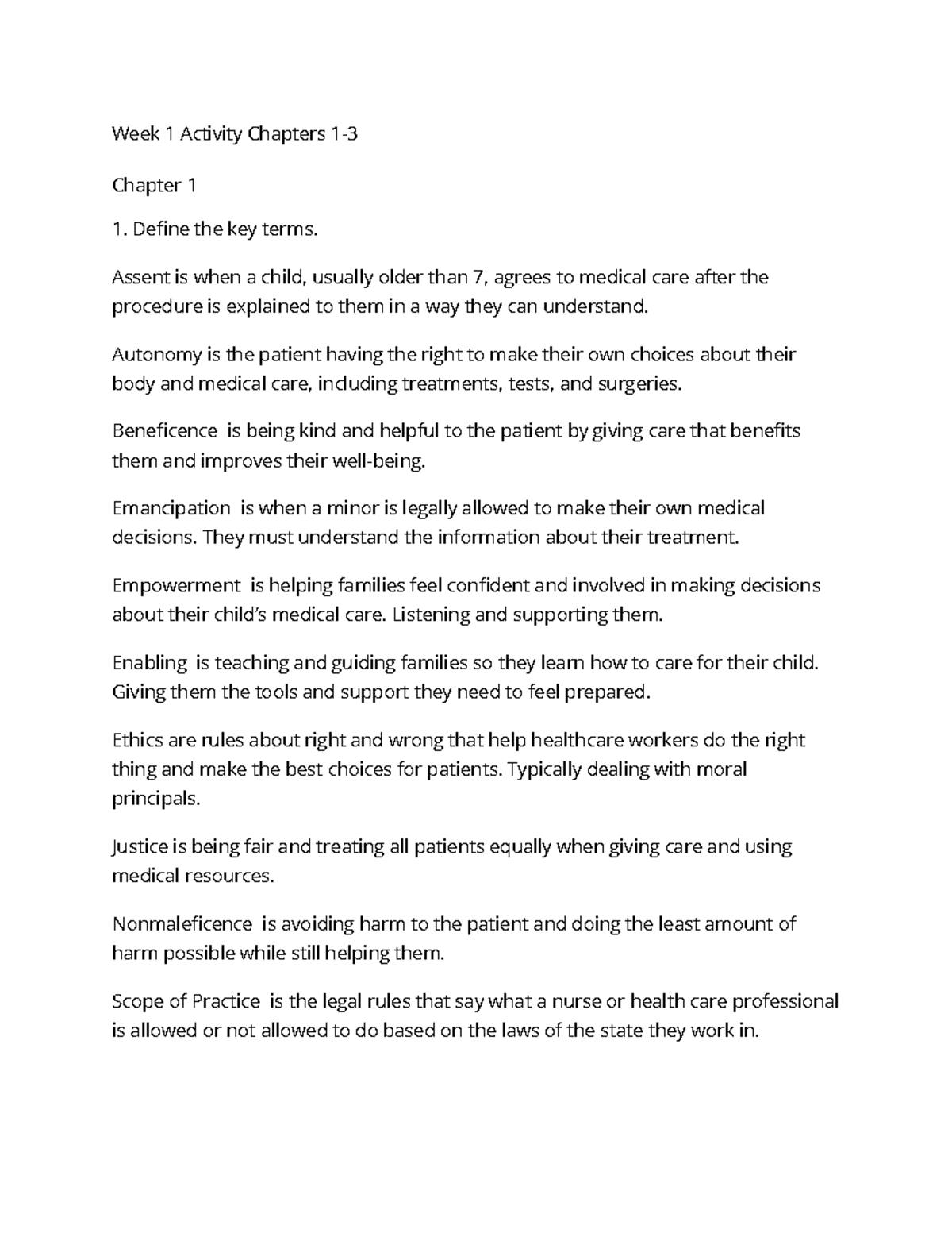 Week 1 Activity: Key Terms & Concepts from Chapters 1-3 - Studocu