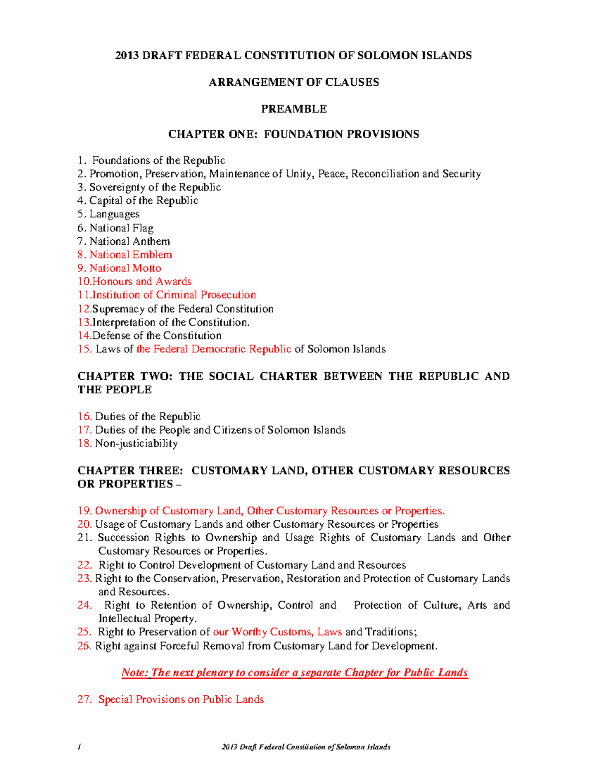 2013 Draft Federal Constitution of Solomon Islands: Full Text and ...