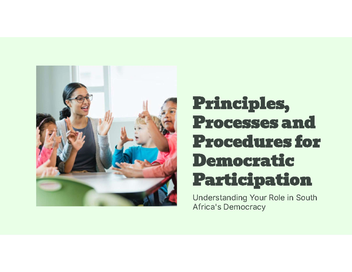 Democratic Participation Principles & Procedures: Lesson Objectives ...
