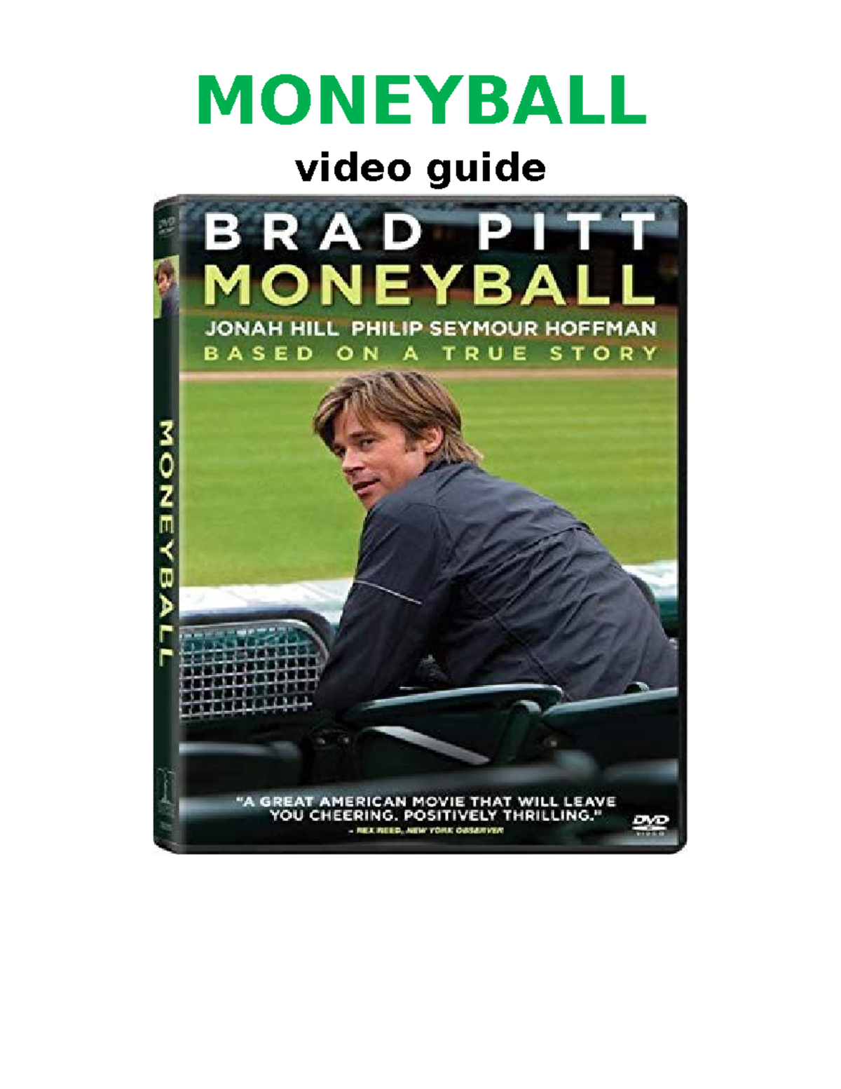 Moneyball Viewing Guide with Answer Key for Economics-1 - Studocu