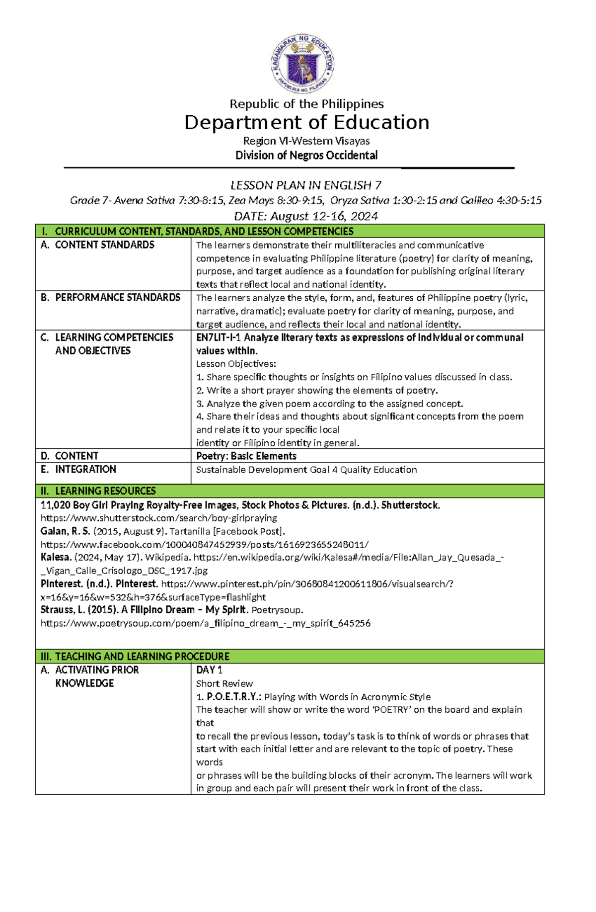 Deped Detailed Lesson Plan Format 2024 - Infoupdate.org