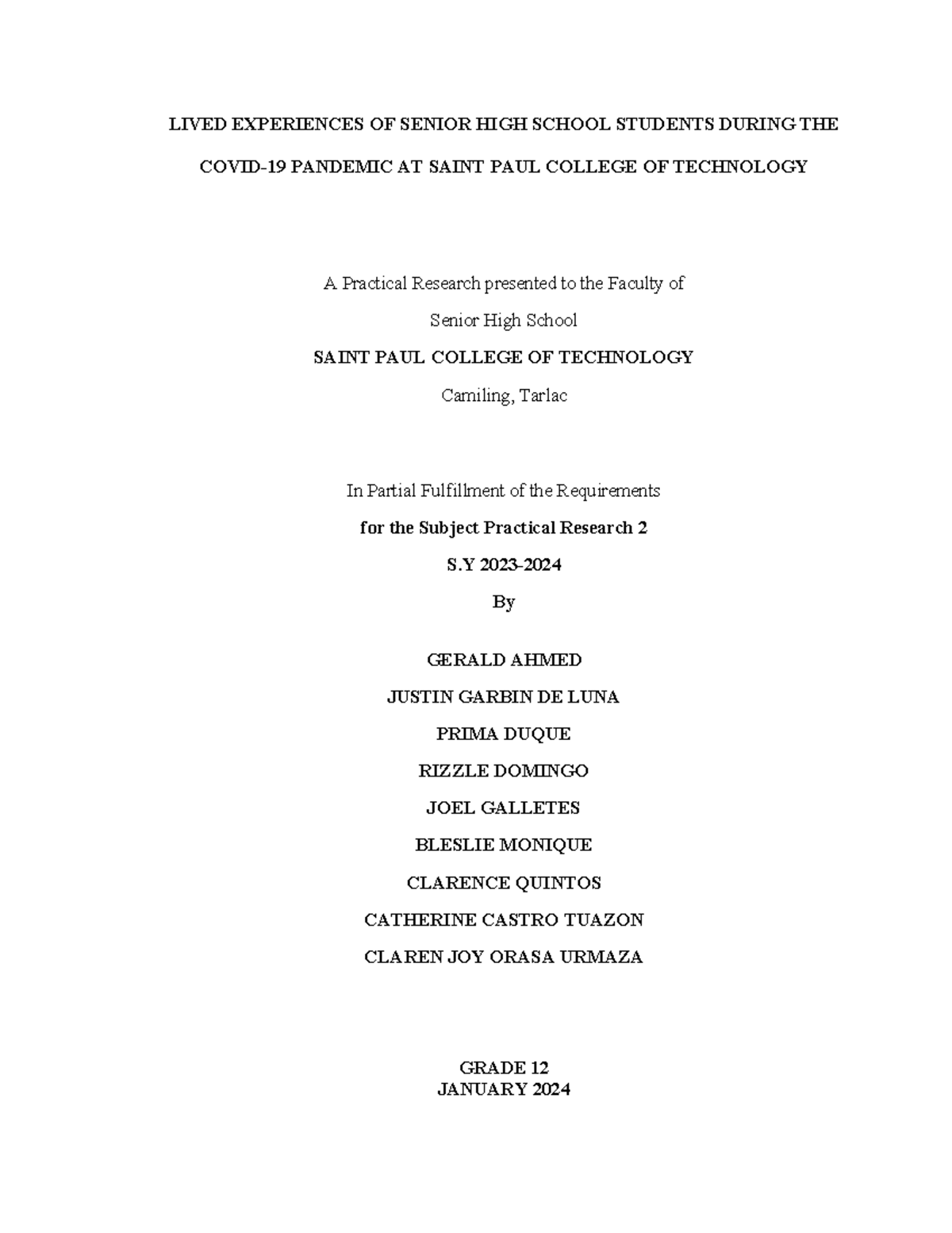 Lived Experiences of SHS Students During COVID-19: A Study (Practical ...