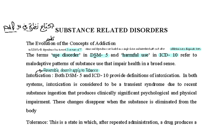 SUBSTANCE RELATED DISORDERS: Evolution of Addiction Concepts in DSM ...