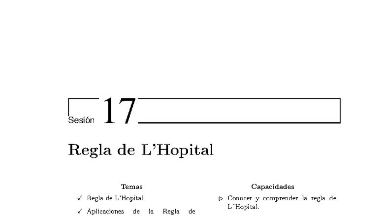 Regla de L'Hôpital: Aplicaciones y Ejemplos en Cálculo - Studocu