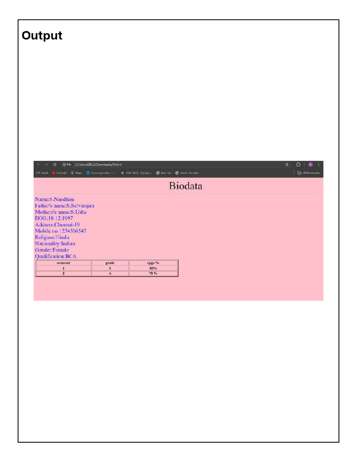 RWD Output - asdasdasdasdasdasd - bachelor of computer application - Studocu