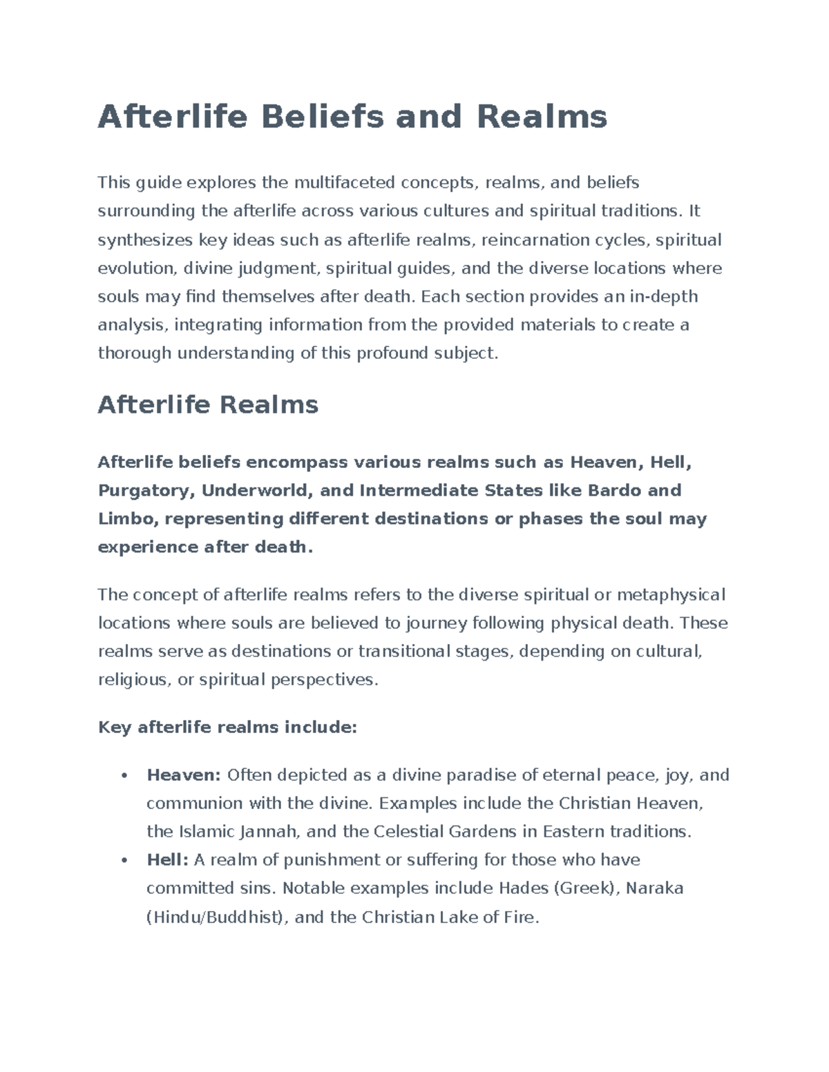Comprehensive Guide to Afterlife Beliefs and Realms (PHIL 101) - Studocu