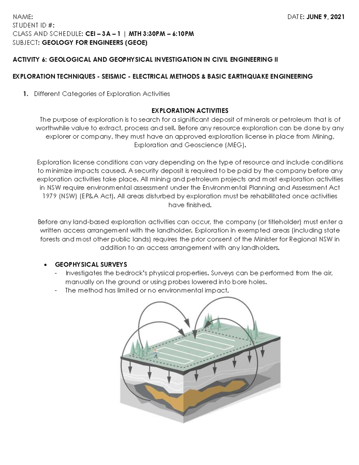 ACTIVITY 6: ADVANCED GEOPHYSICAL METHODS IN GEOE 2 FOR CIVIL ENG. - Studocu