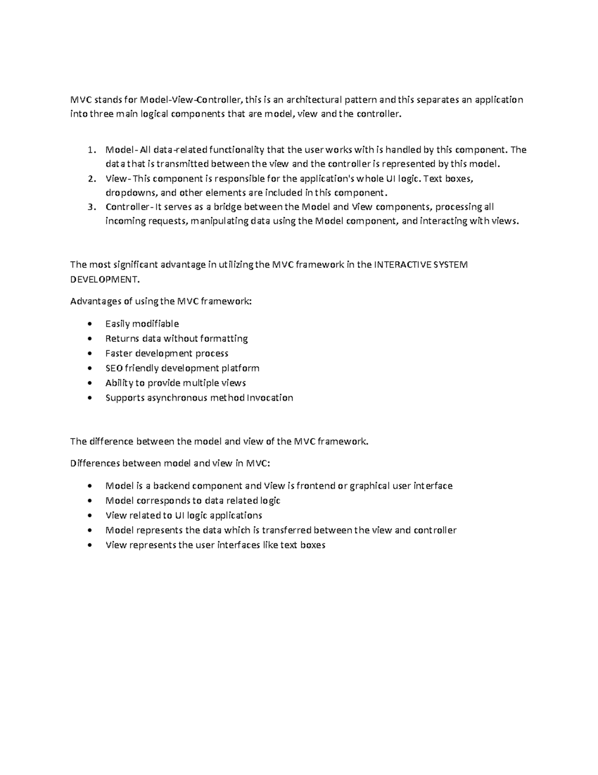 07 Task Performance 1 - MVC Framework in HCI (Human-Computer Interaction) - Studocu