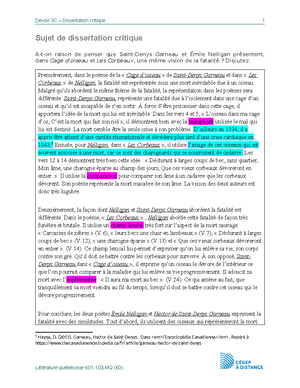 Dissertation explicative - 601-102-MQ : Littérature et imaginaire C ...