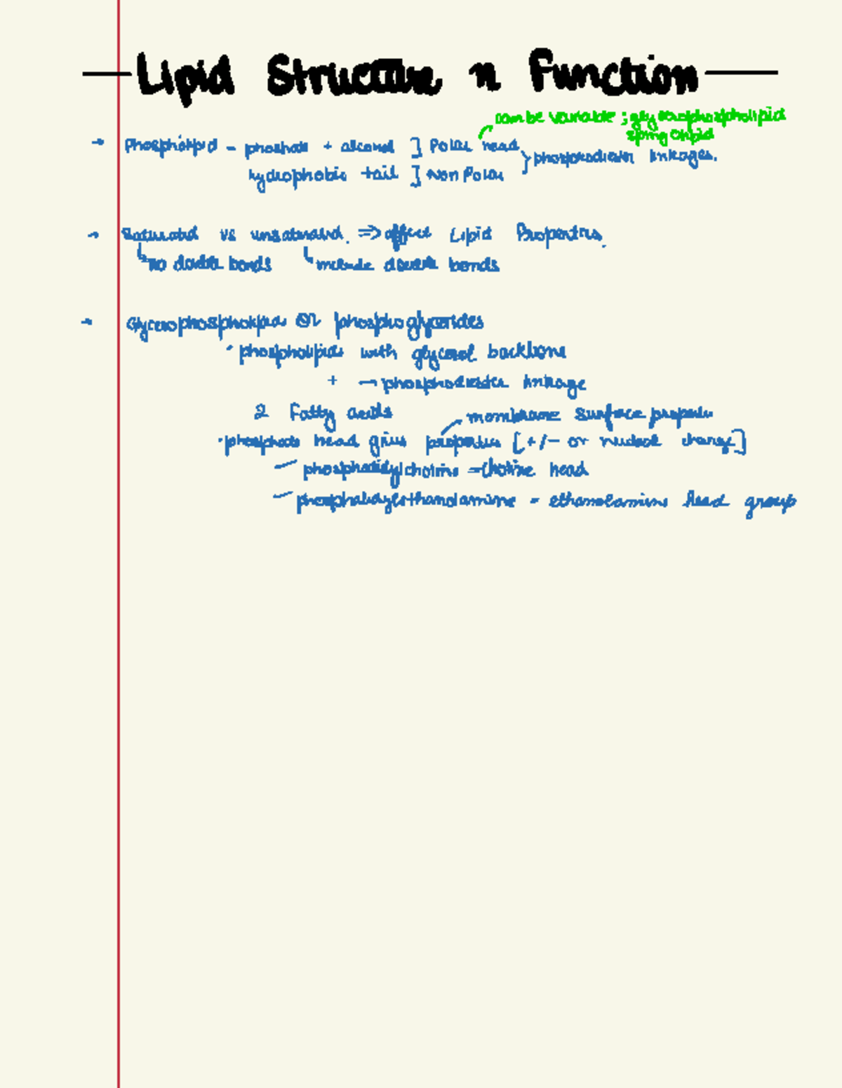 Biochem Notes - LIPIS SUMMARY - Lipid Structure a Function can be ...
