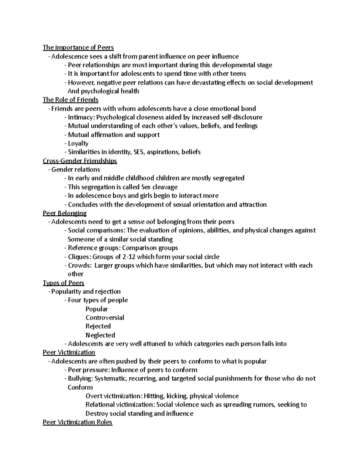 Developmental Psychology Chpt 18 - The importance of Peers ...