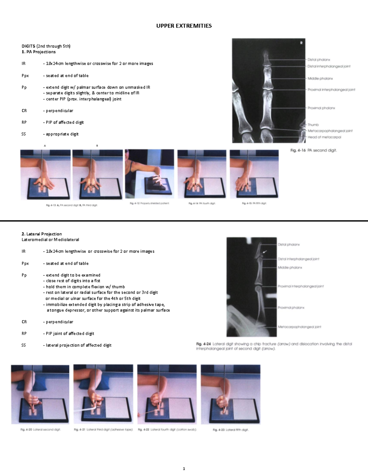 Upper Extremity Radposi Review - Projections and Techniques - Studocu