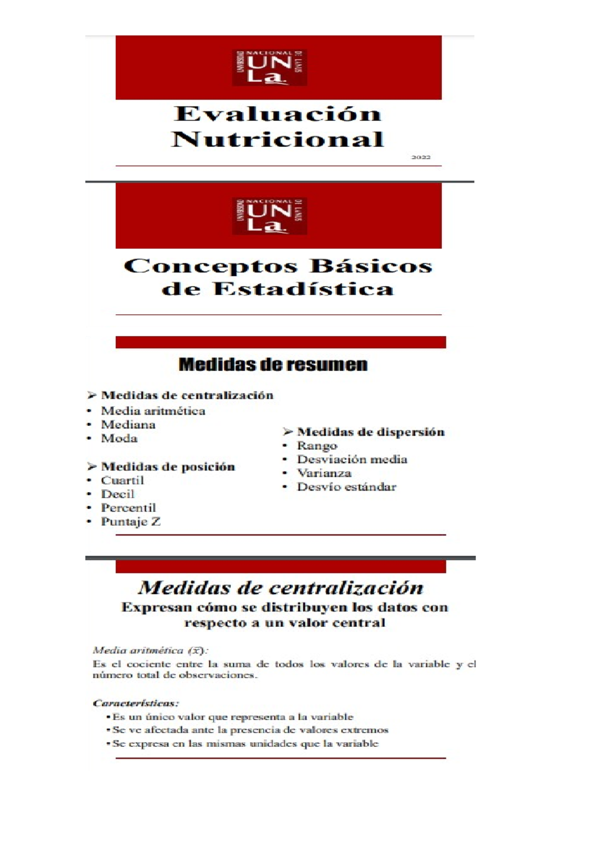Evaluación Nutricional UN SNNY1 10: Conceptos Básicos y Medidas 2022 - Studocu