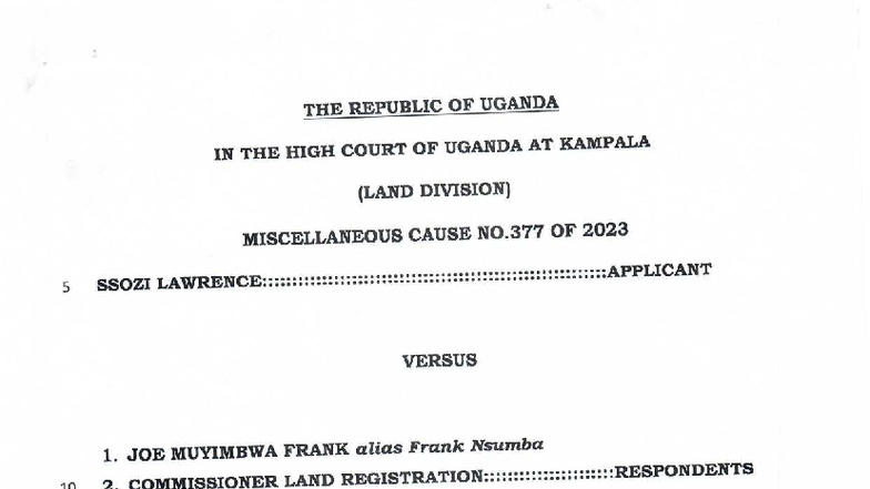 SSOZI V MUYIMBA ALIAS NSUMBA: Ruling on Caveat Application - Studocu