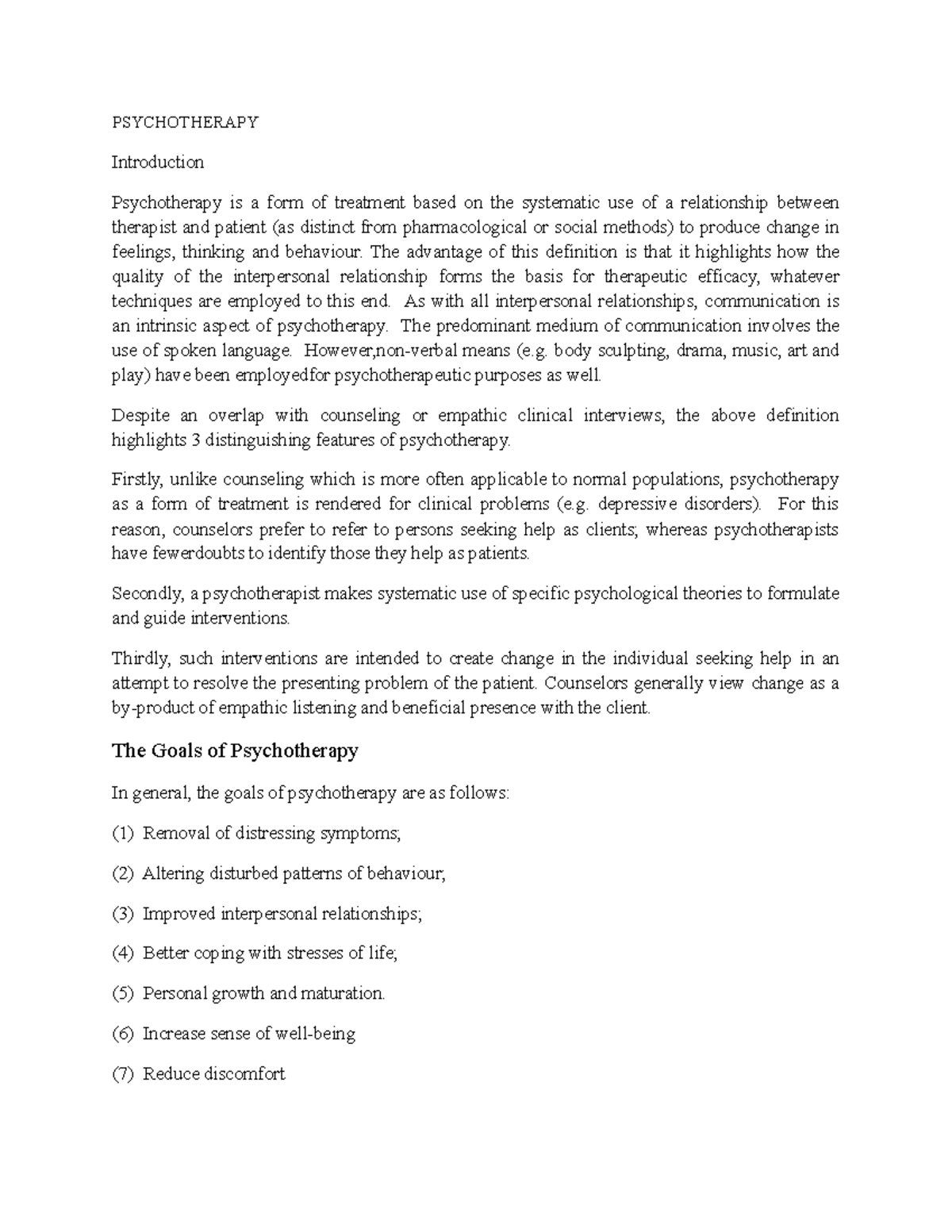 PSY 101: Comprehensive Overview of Psychotherapy Concepts and ...