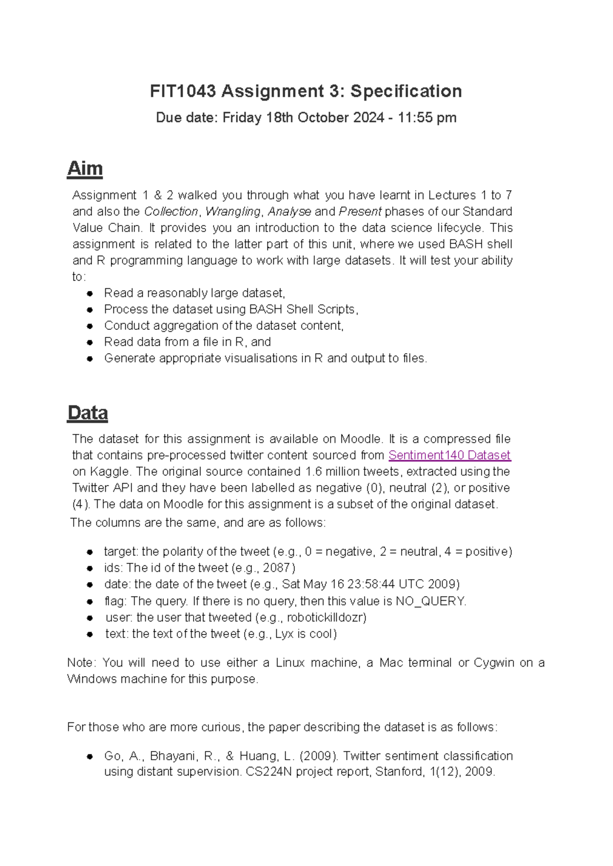 FIT1043 A3 Specifications - Data Science Lifecycle in R & BASH - Studocu