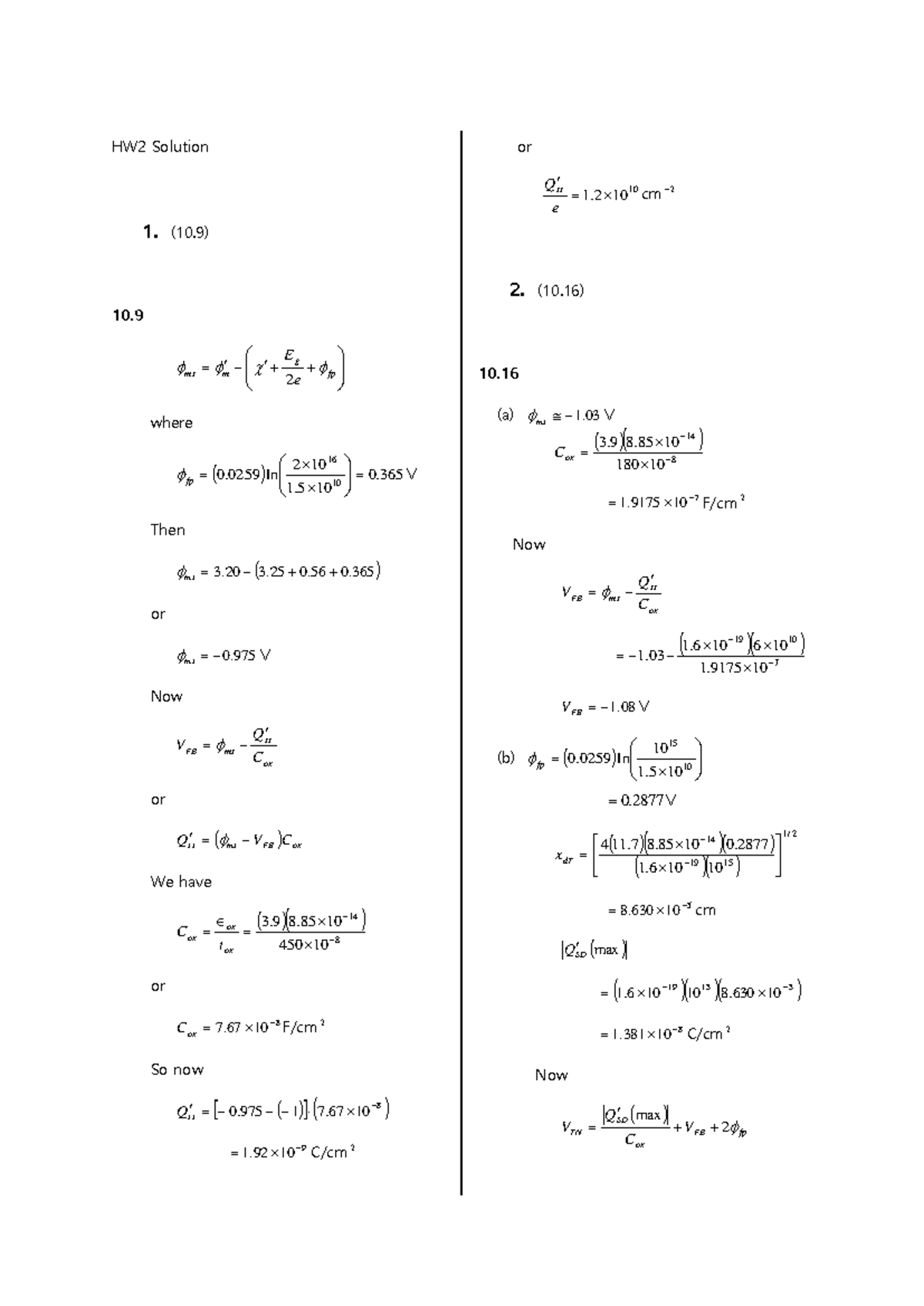 HW2 KECE334 solution - 솔루션 - HW 2 Solution ####### 1. (10. 9 ) = − + + fp g ms m e - Studocu