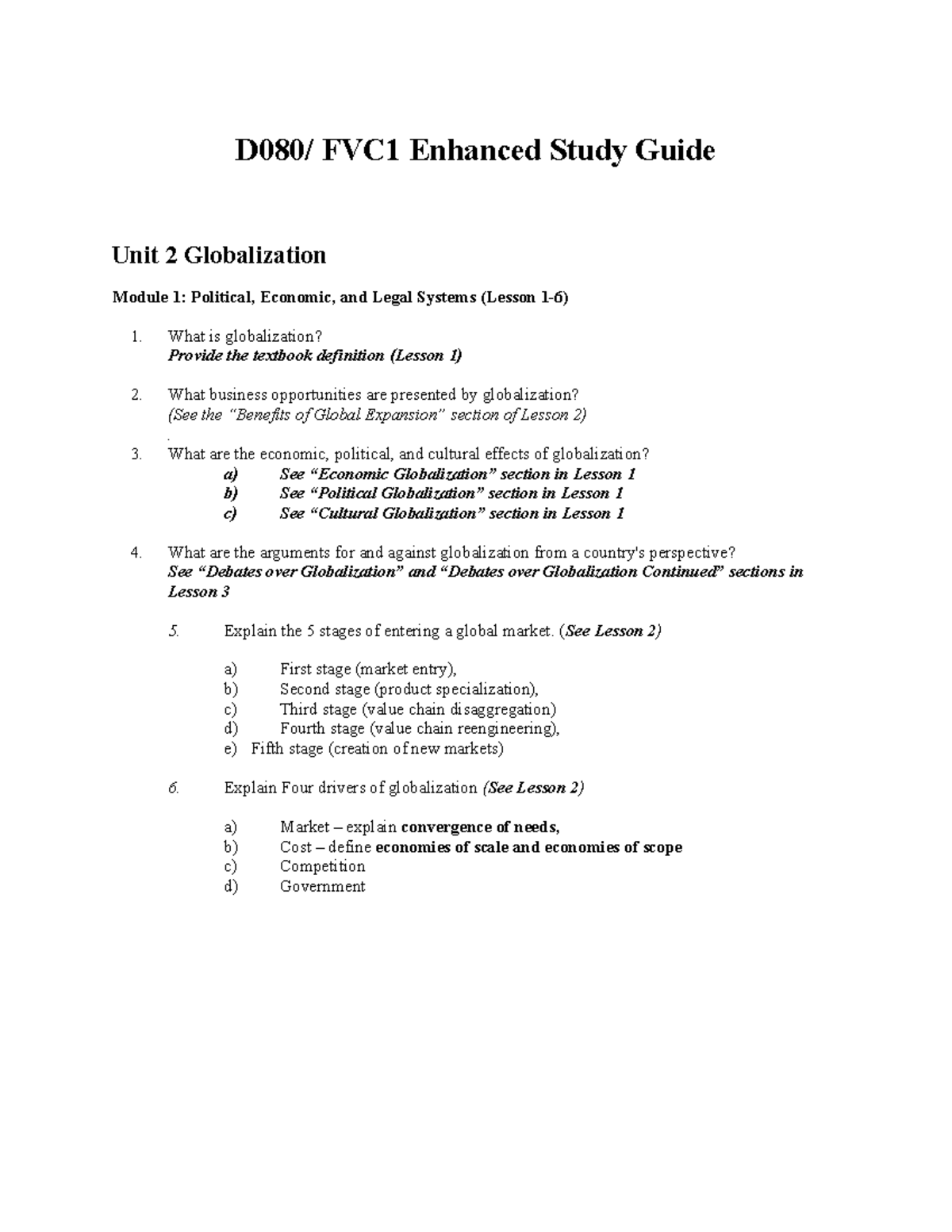 D080 enhanced study guide - D080/ FVC1 Enhanced Study Guide Unit 2 ...