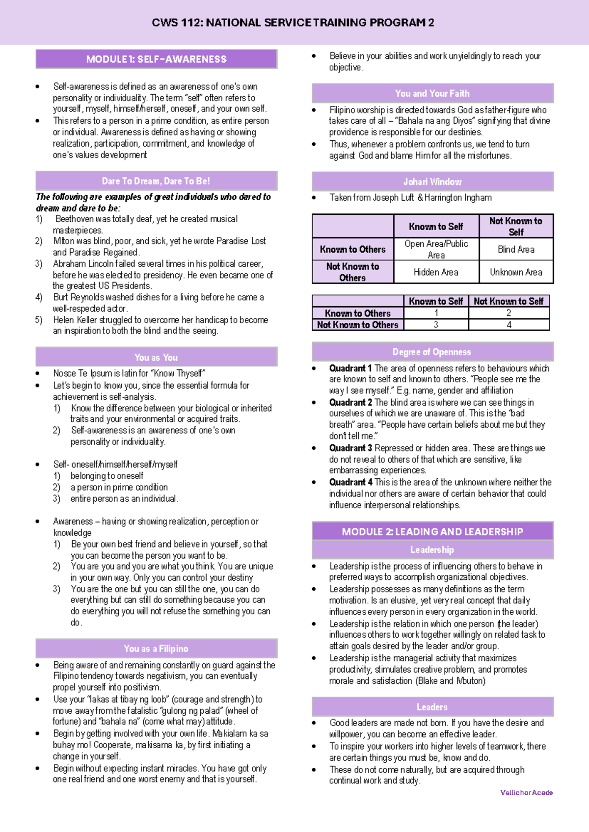 CWS 112: NSTP 2 Midterm & Final Exam Study Guide - Studocu