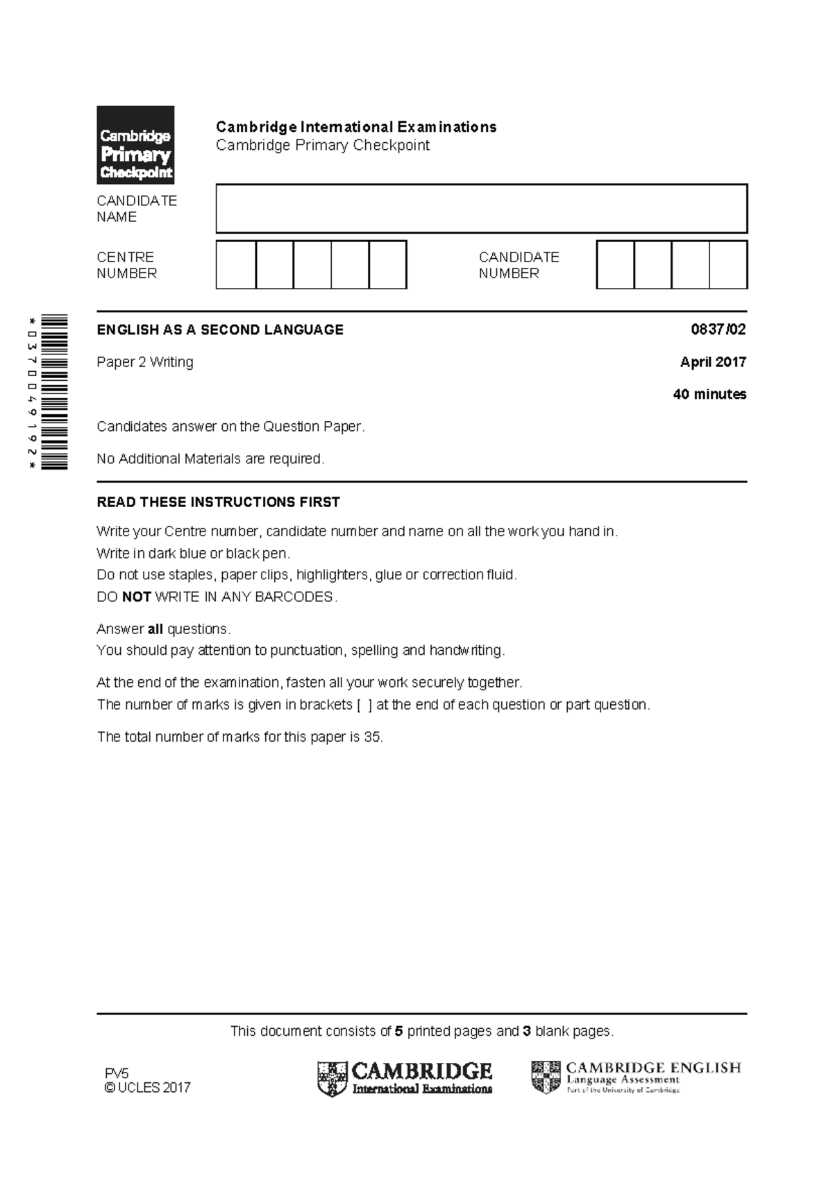 Writing checkpoint - Cambridge International Examinations Cambridge ...