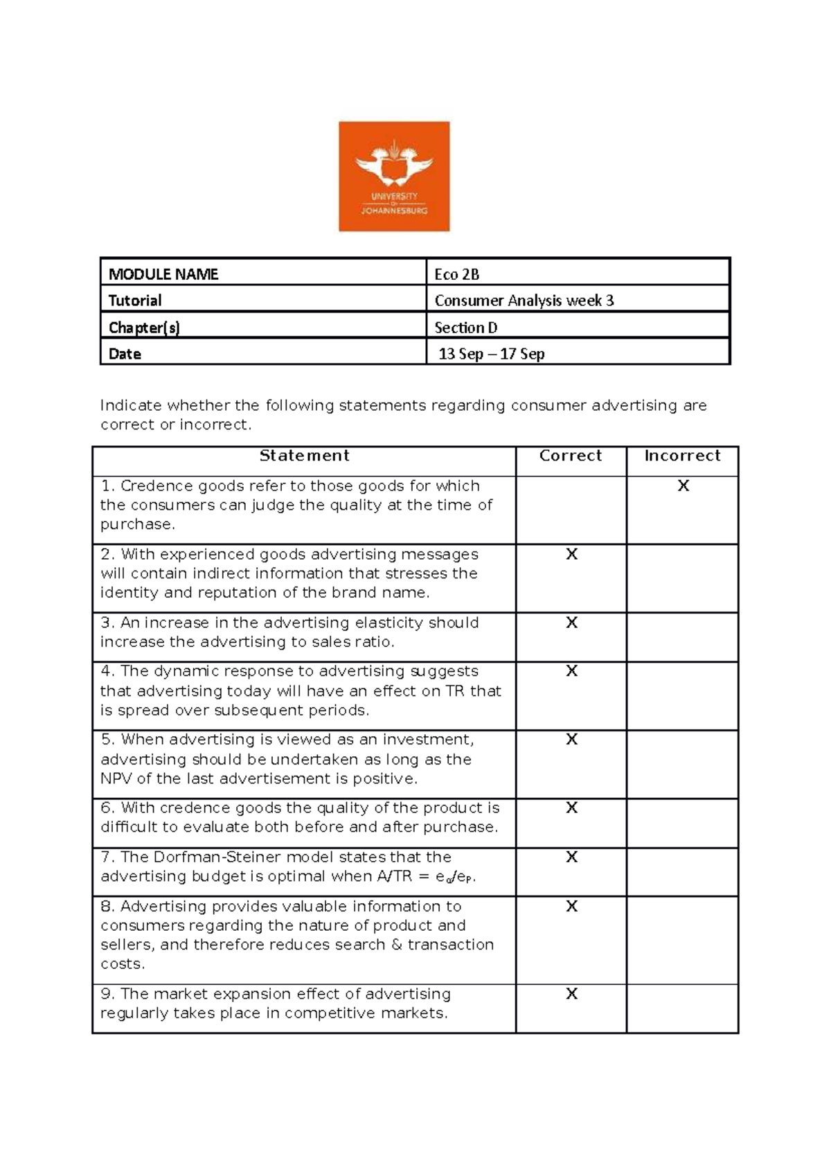 Consumer Analysis 3 student-1 - MODULE NAME Eco 2B Tutorial Consumer ...