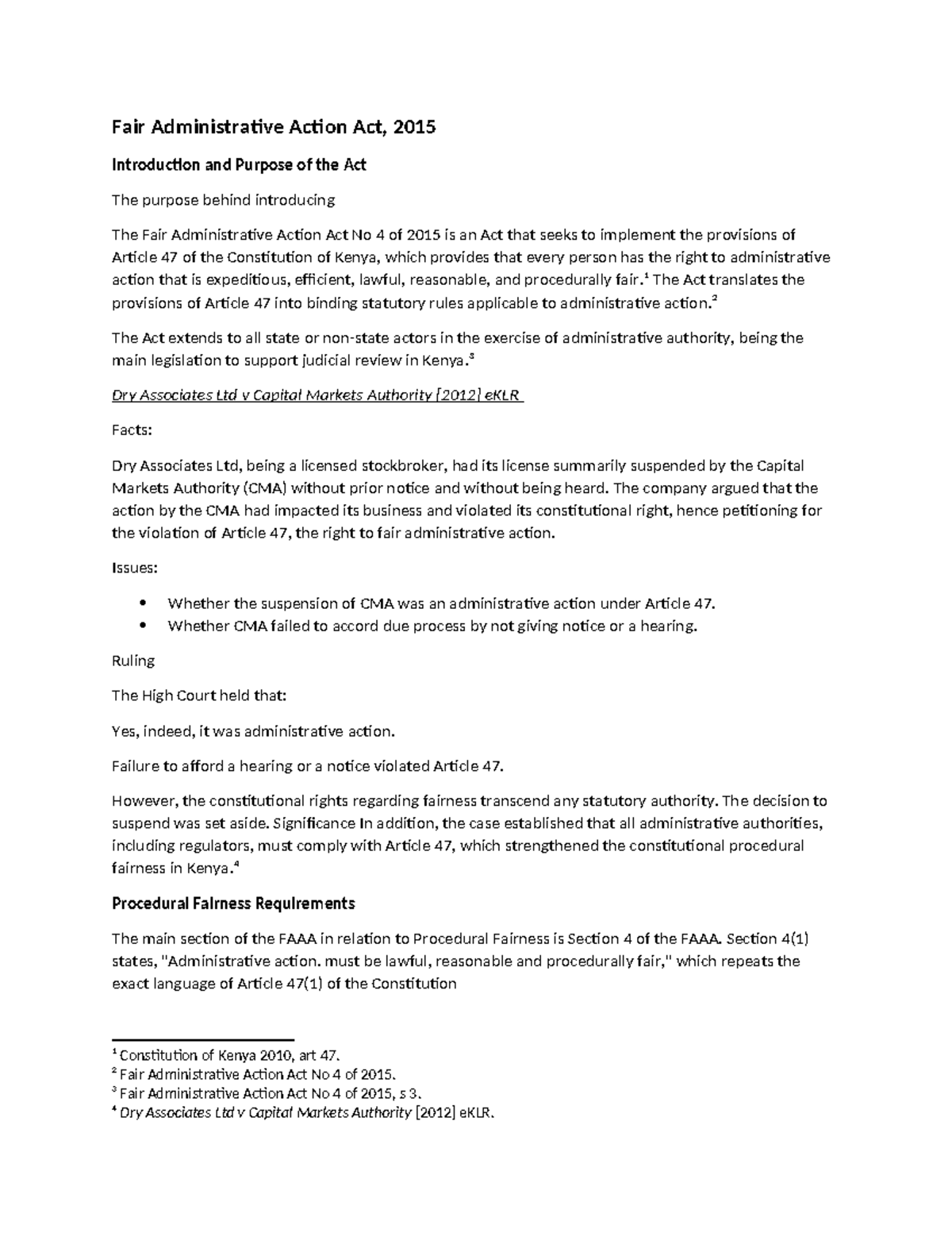 Admin Law 2nd Assignment: Fair Administrative Action Act Overview - Studocu
