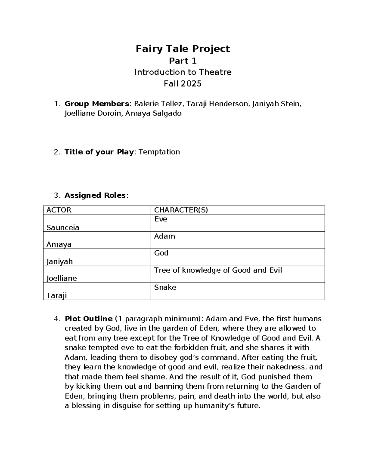 Fairy Tale Project Part 1: Temptation Overview - Theatre Fall 2025 ...